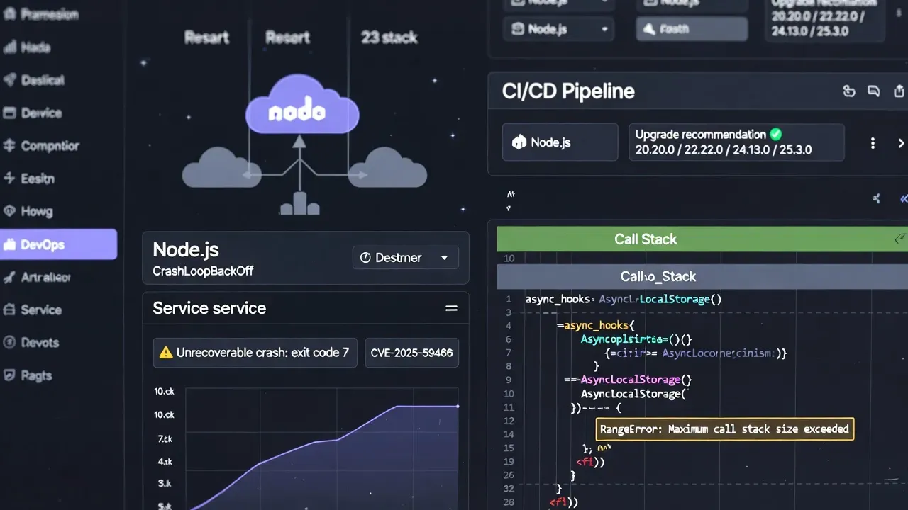 Node.js async_hooks vulnerability crashes (CVE-2025-59466)